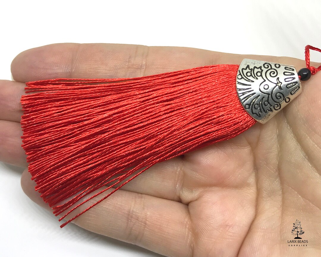Light Red Tassel With Silver Cap, Jewelry Tassel, Mala Tassel, Necklace ...