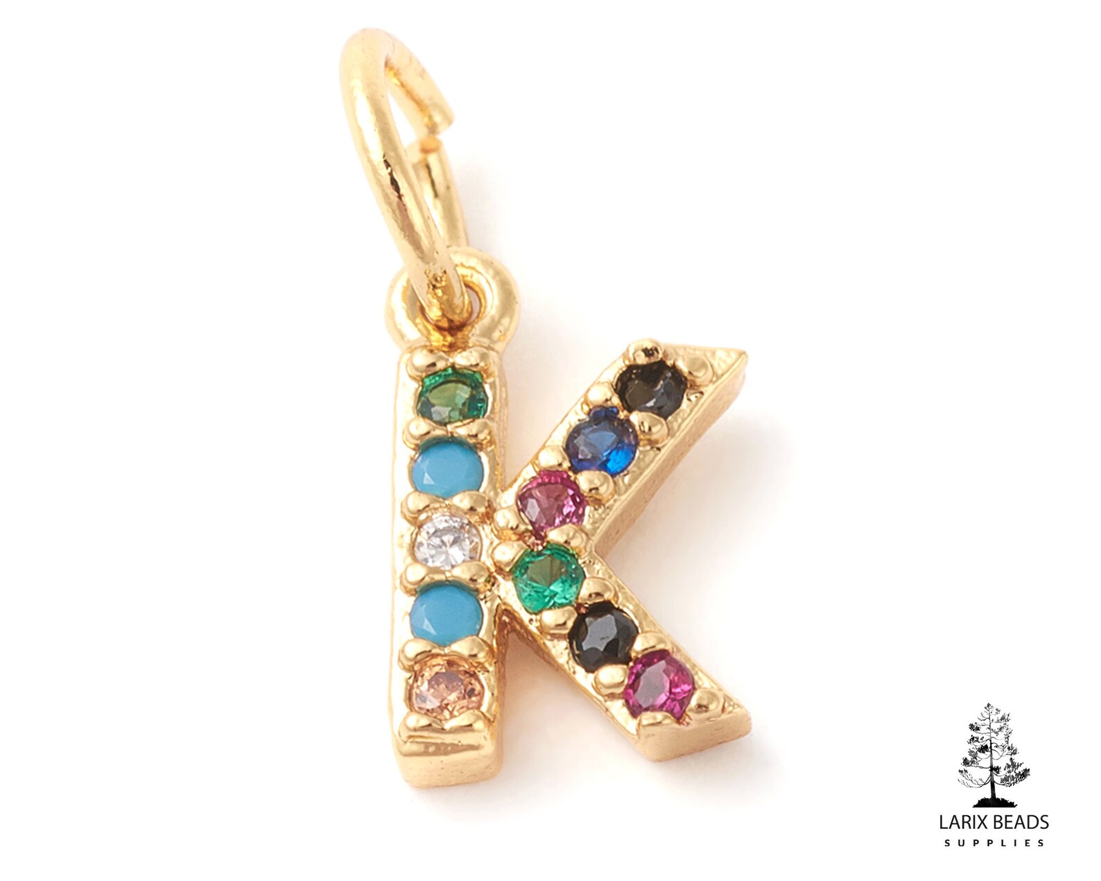 Tiny Letter K Charm Alphabet Charms Micro Pave Letter - Etsy