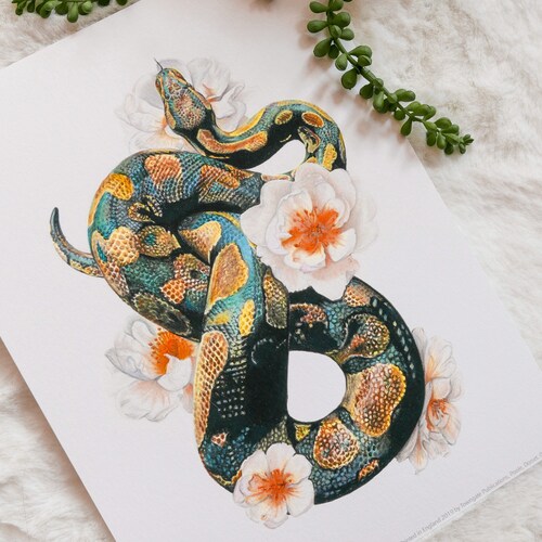 The Snake Serpent Animal Print Frameless Poster Illustration | Etsy