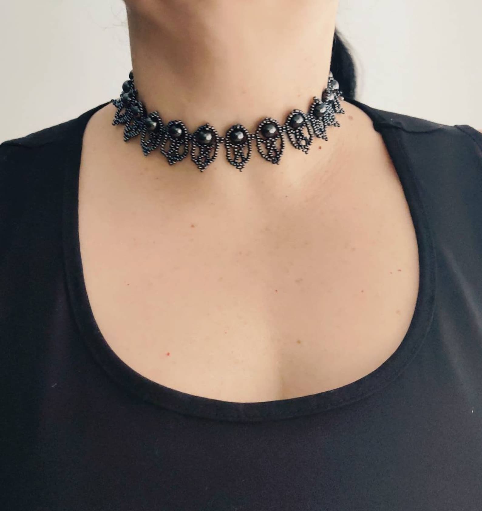 Black Choker Necklace.black Gothic Choker Necklace.goth Choker Necklace ...