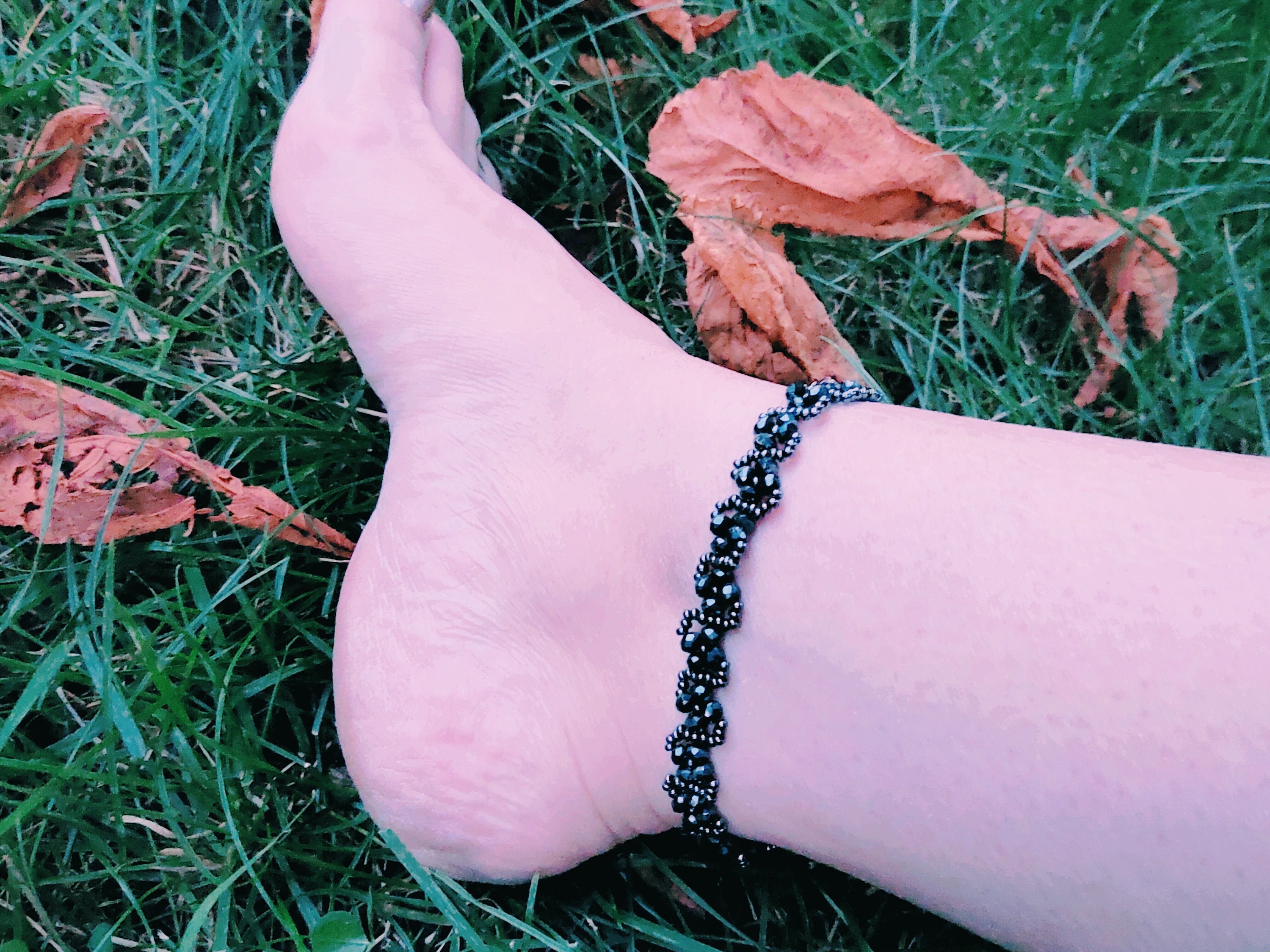 Black Gothic Anklet. Black Goth Anklet.tattoo Anklet. Black Beach ...