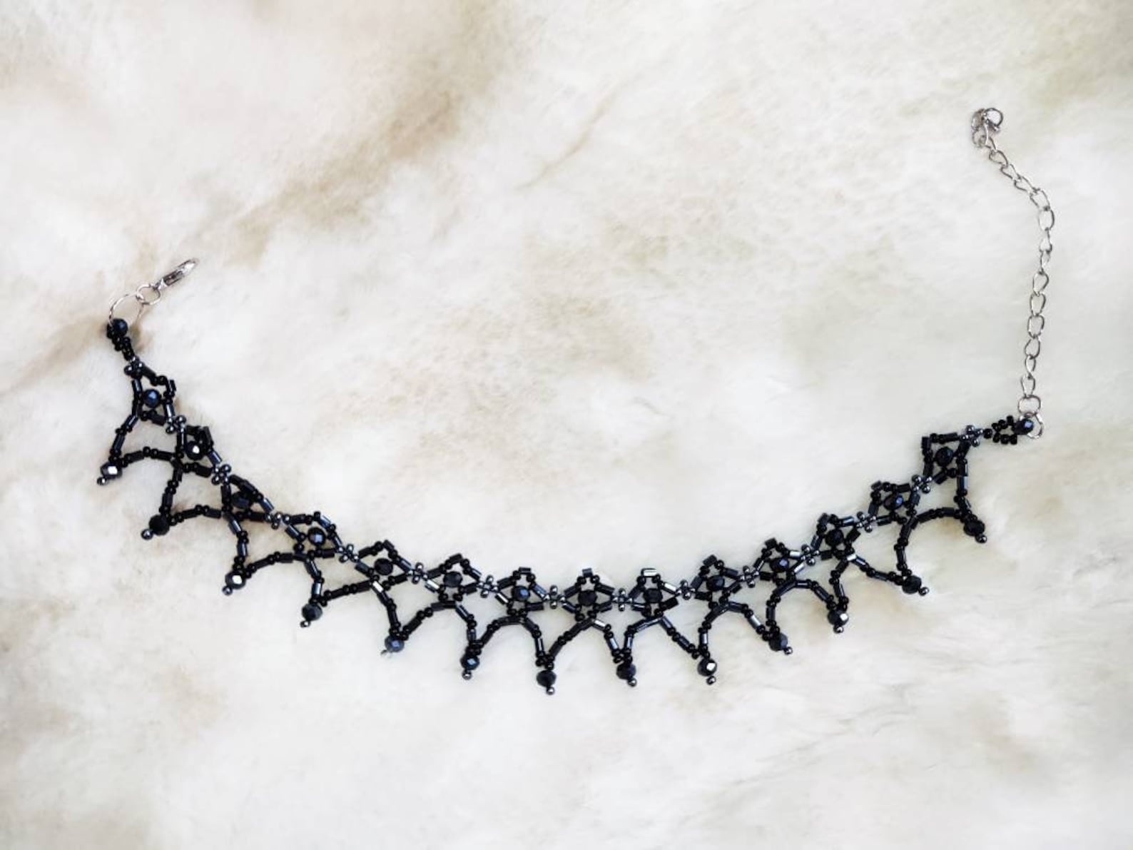 Black Gothic Anklet.black Goth Anklet.black Beach Anklet.gothic Jewelry ...