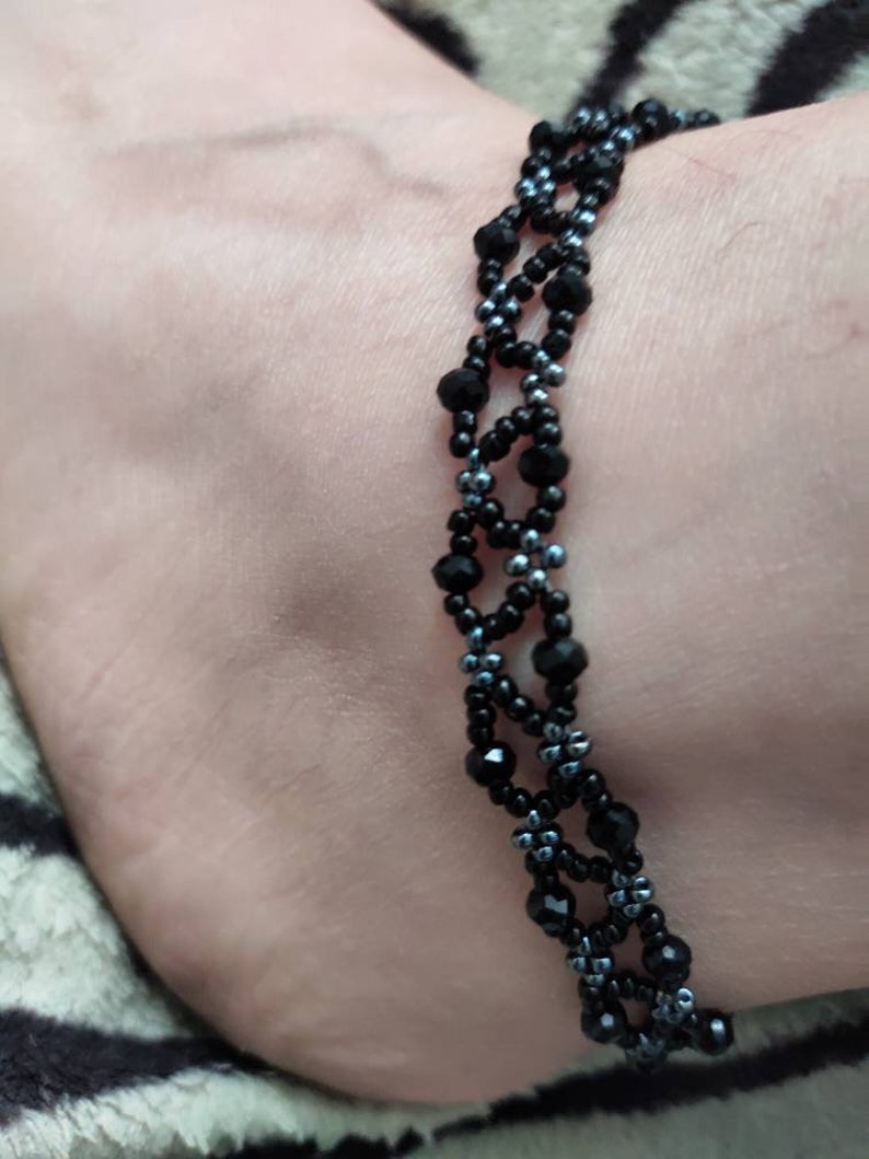 Black Gothic Anklet.black Beaded Anklet.goth Anklet Beads. - Etsy