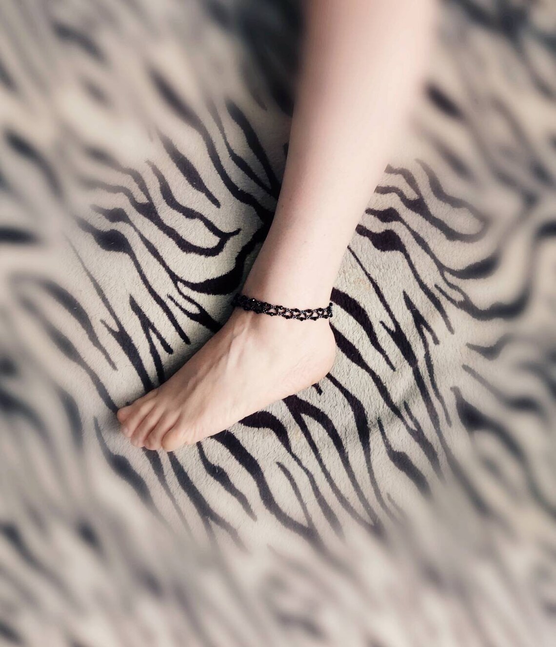 Black Gothic Anklet.black Beaded Anklet.goth Anklet Beads. - Etsy