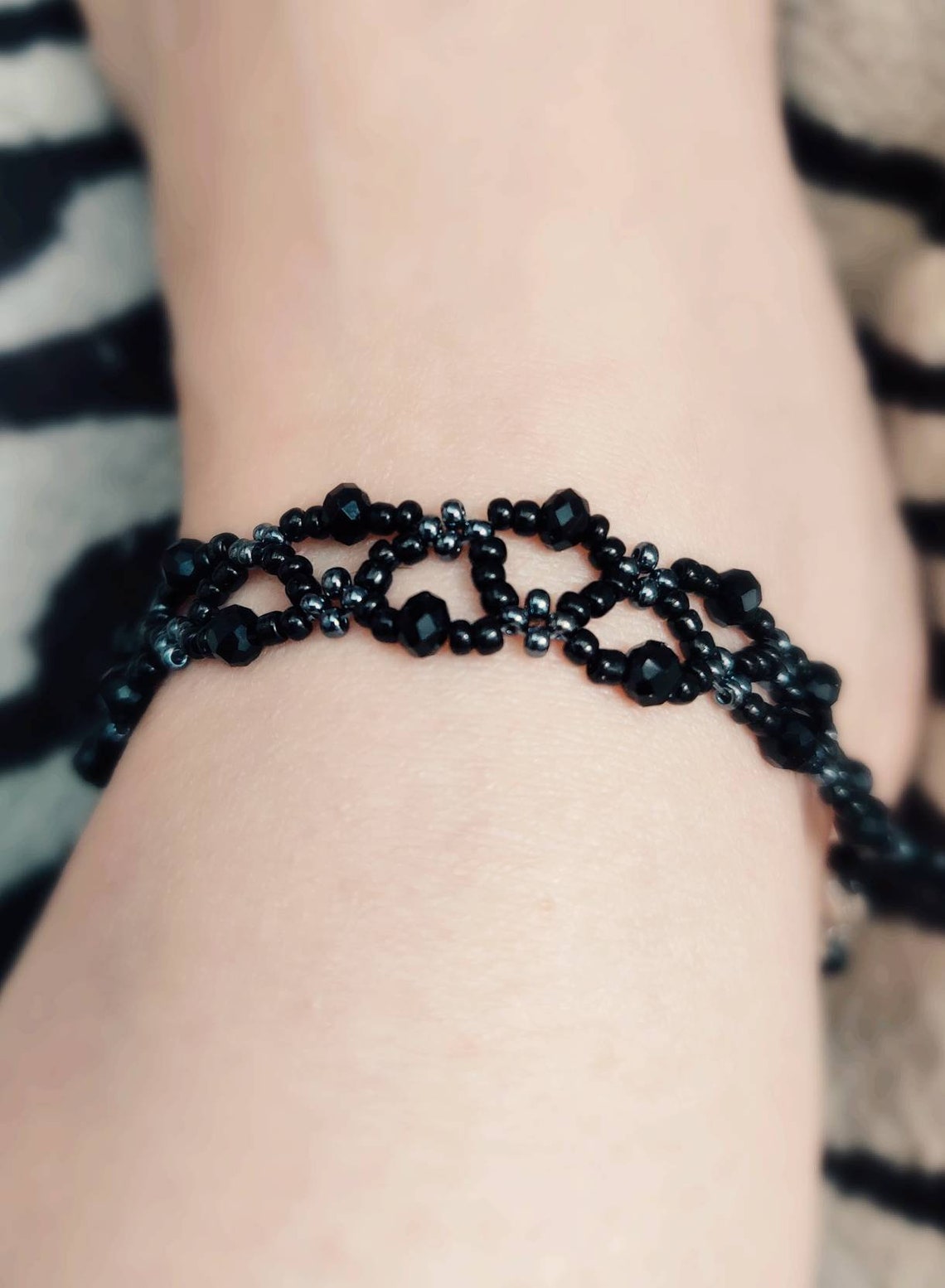 Black Gothic Anklet.black Beaded Anklet.goth Anklet Beads. - Etsy