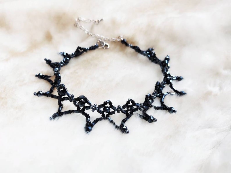 Black Gothic Anklet.black Goth Anklet.black Beach Anklet.gothic Jewelry ...