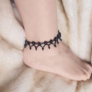 Black Gothic Anklet.black Goth Anklet.black Beach Anklet.gothic Jewelry ...