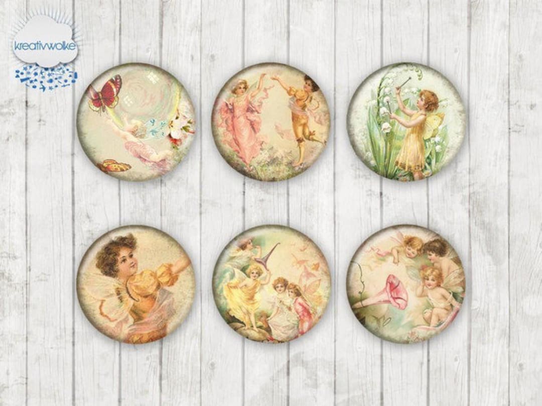 226 Fairy Elves Kids Fairy Tale Motif Cabochon Glass Cabochons Handmade ...