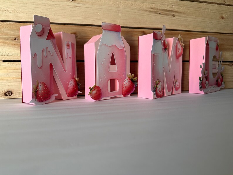 Strawberry Milkshake 3d Letters, Small 3d Letters, Pink 3d Letters ...