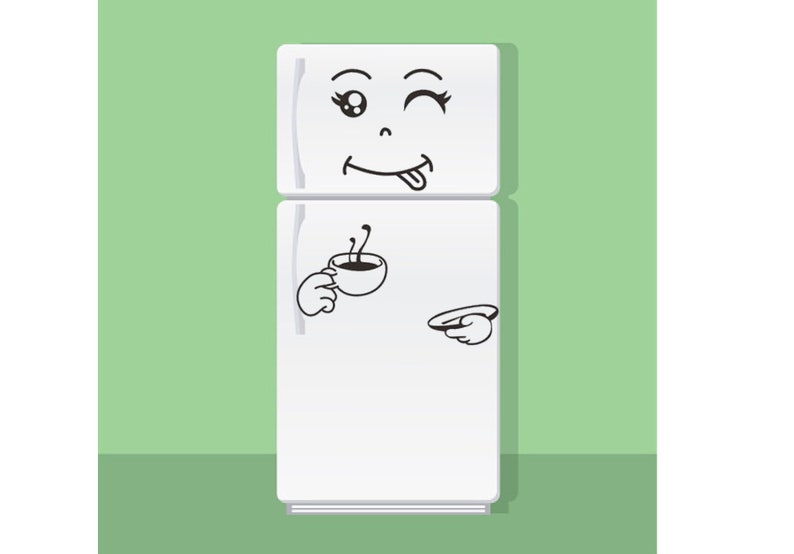 Divertida cara de dibujos animados Calcomanía de nevera - Etsy México