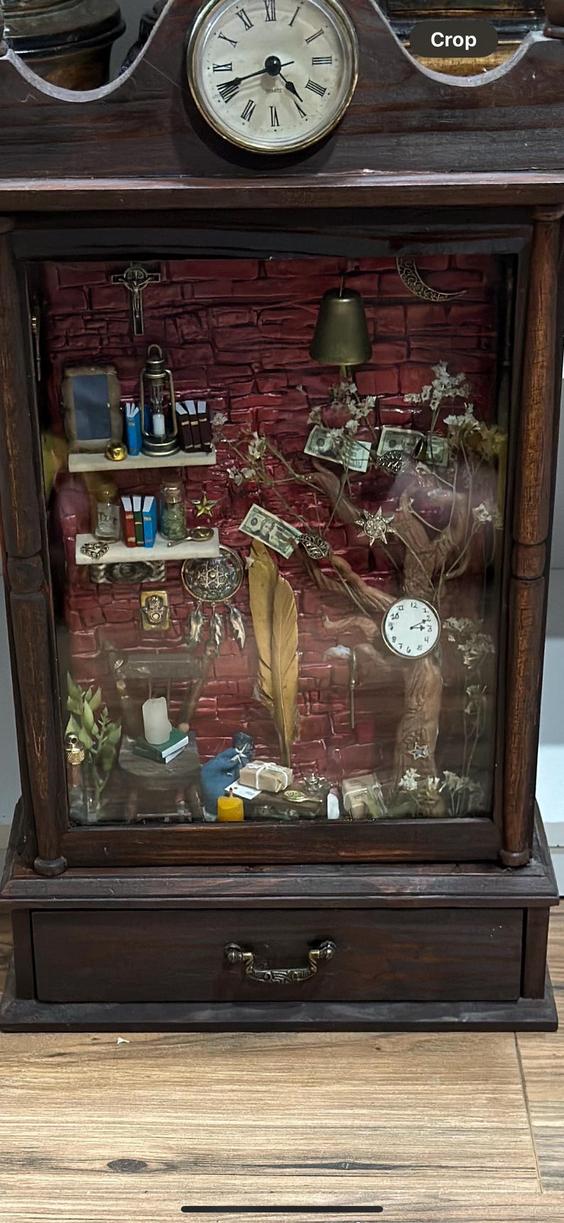 Enchanted Clock Shadow Box Mystical Miniature Curio Cabinet of Random ...
