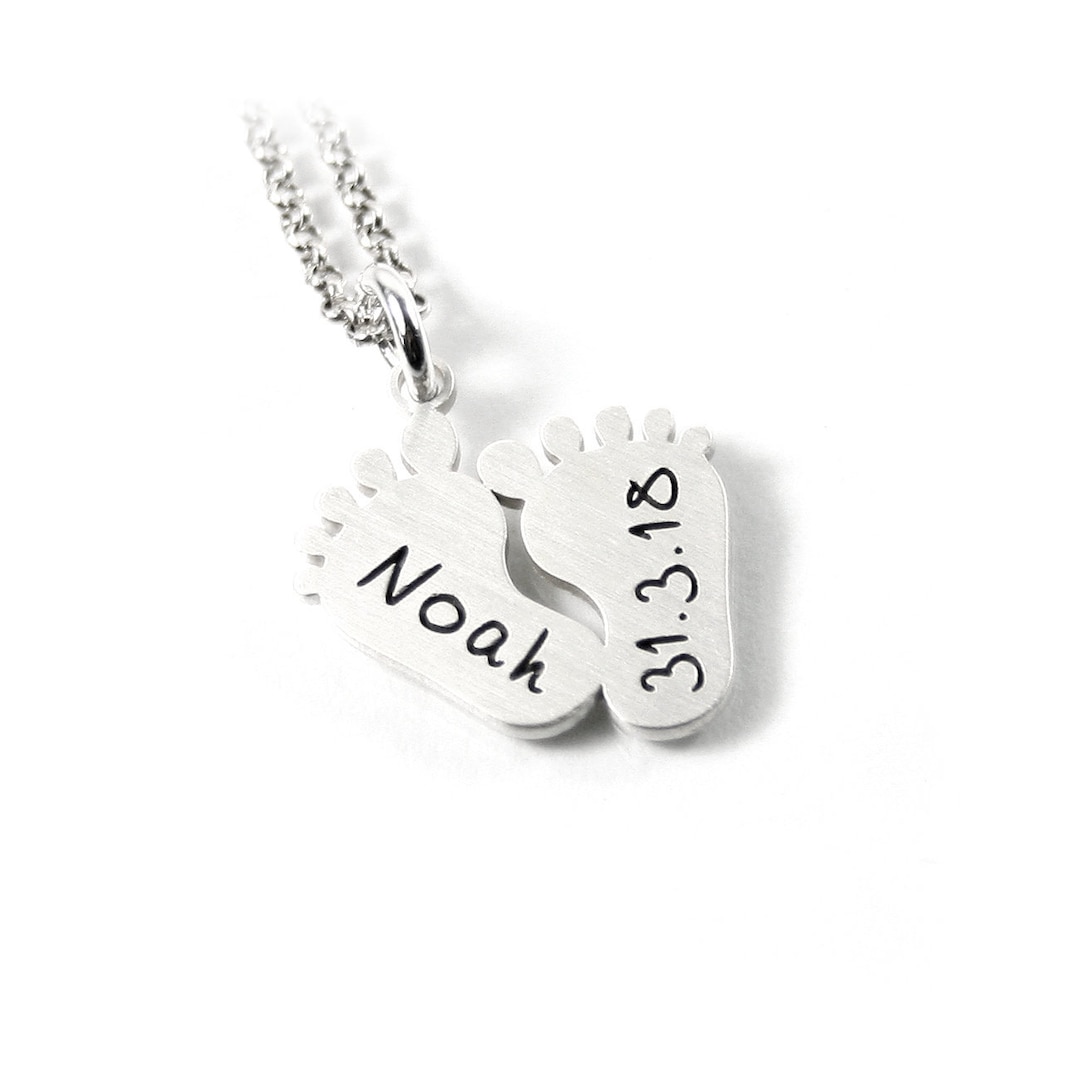 Baby Foot Print Pendant With Your Engraving With Chain 925 Silver Baby ...