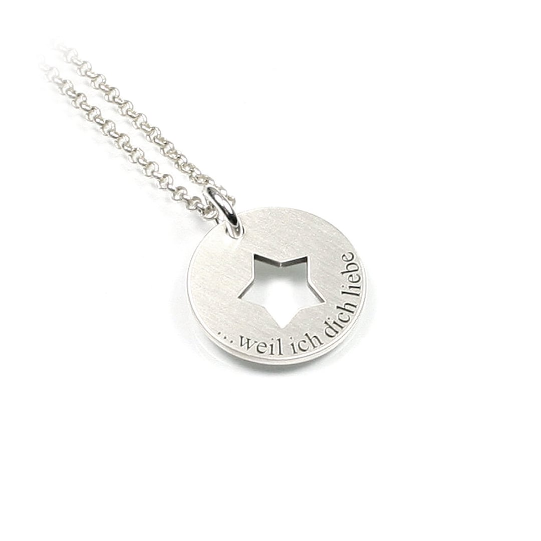 Pendant Center With Asterisk Chain 925 Silver With Individual Engraving ...