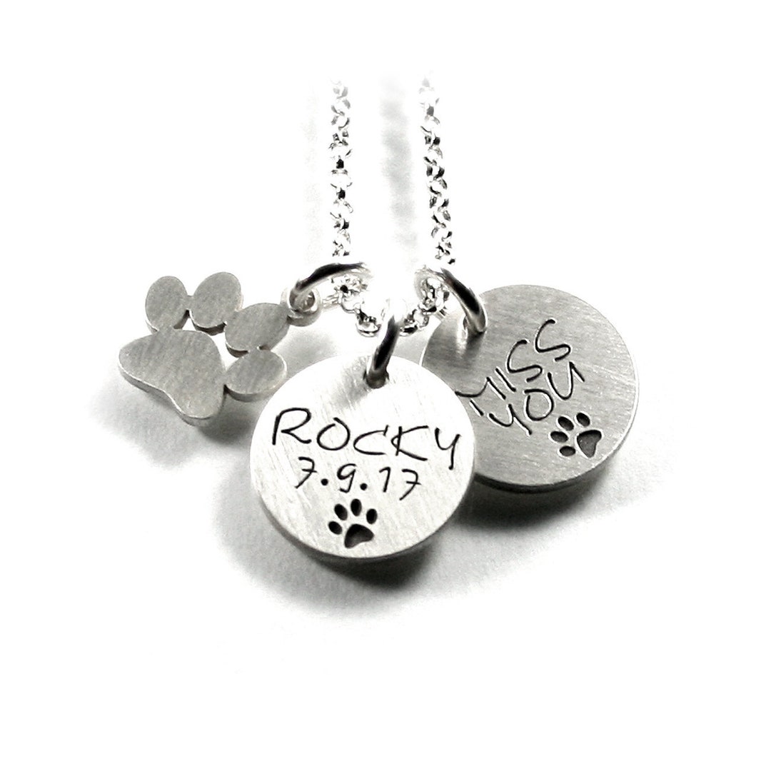 Three Pendants With Individual Engraving Paw Name Chain Dog Cat Chain ...