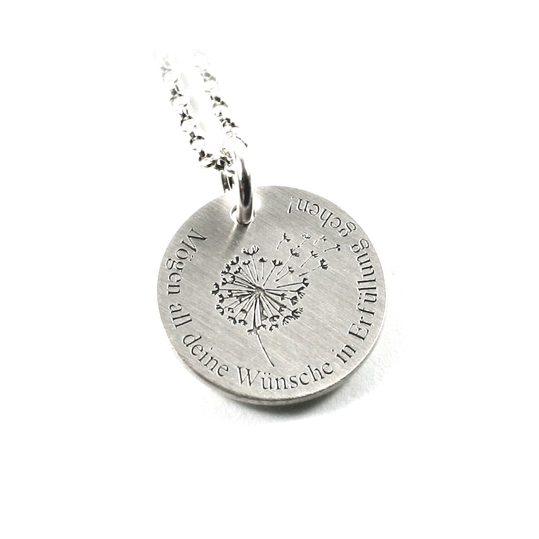 Pendant Engraving Dandelion Transience Symbol New Beginning Letting Go ...