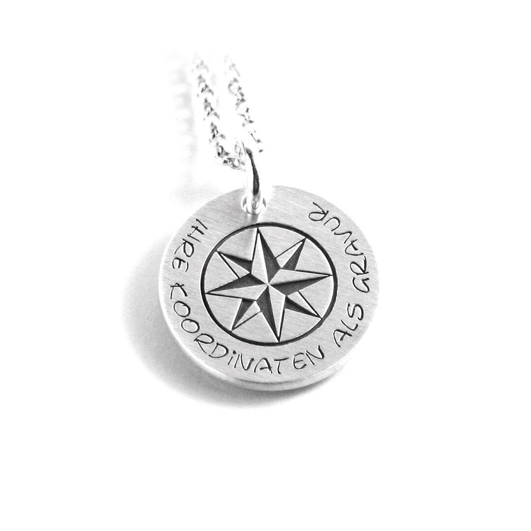 Pendant With Engraving Compass Rose Compass GPS Coordinates GEO Wind ...