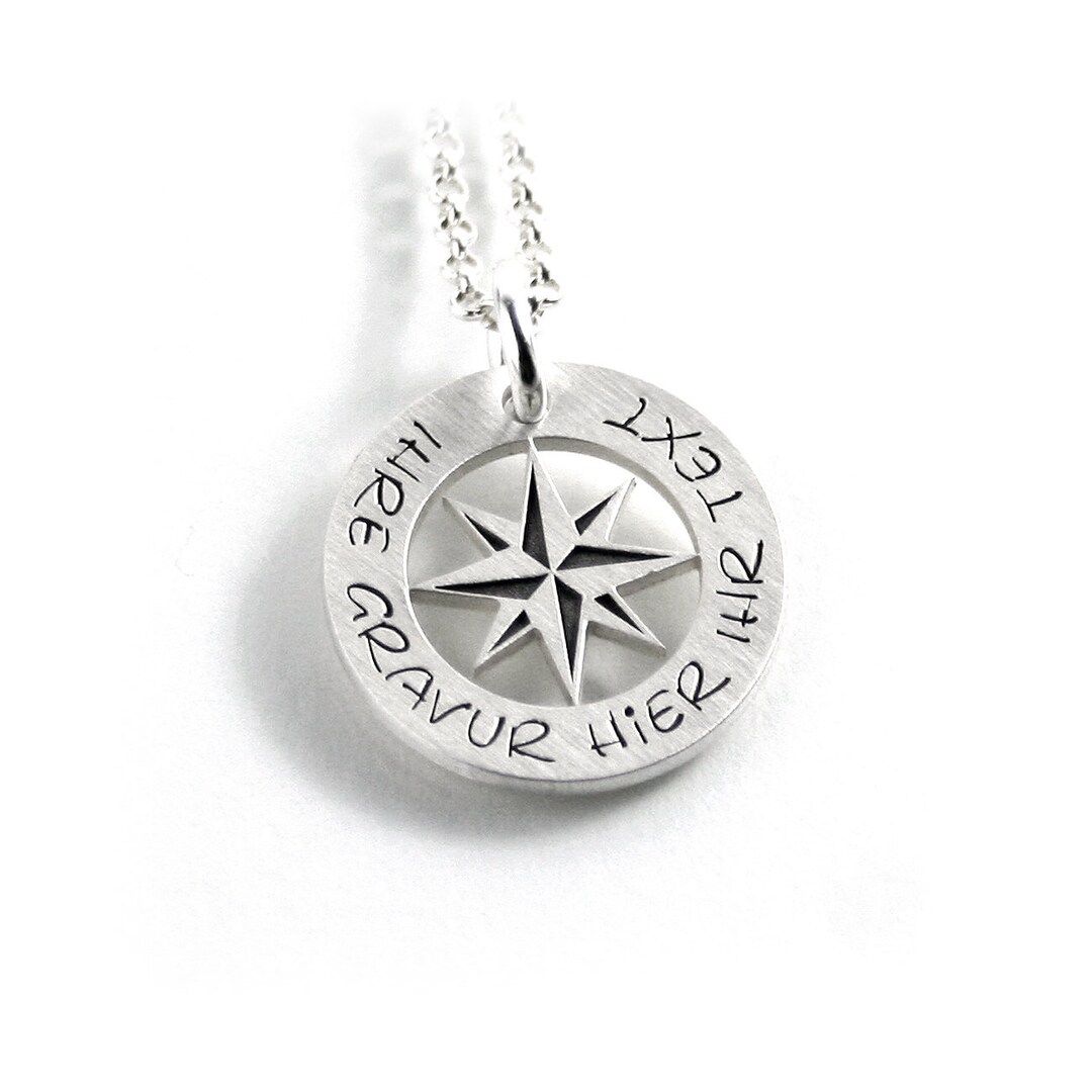 Pendant With Engraving Compass Rose Compass GPS Coordinates GEO Wind ...