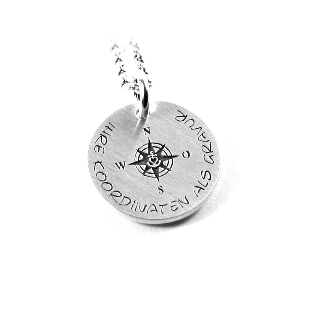 Pendant With Engraving Compass Rose Compass GPS Coordinates GEO Wind ...