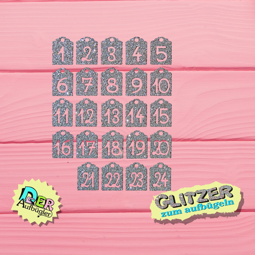 Advent Calendar Numbers To Iron On Label Glitter Iron on Image 24 Or 25