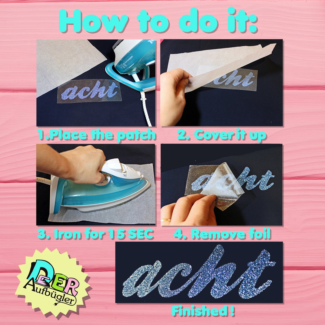 Ironing Image Name for Ironing Glitter 33 Colors 30 Fonts | Etsy