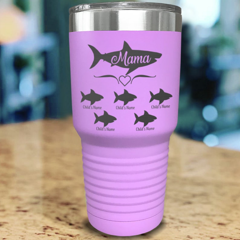 Custom Mama Shark Engraved Personalized Tumbler, Perfect Gift for Moms ...