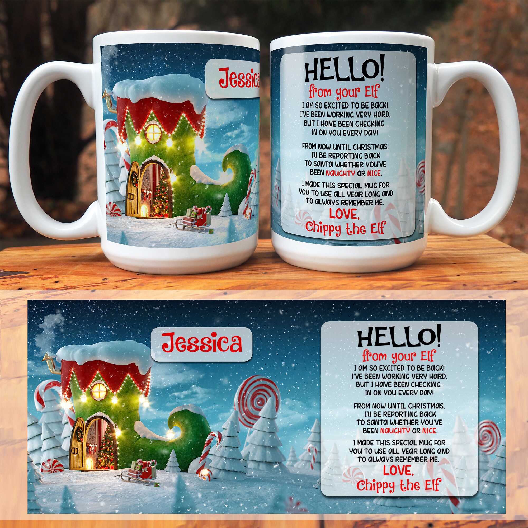 Elf is Back Personalized Kids Name and Elf Name Magical Mug ...