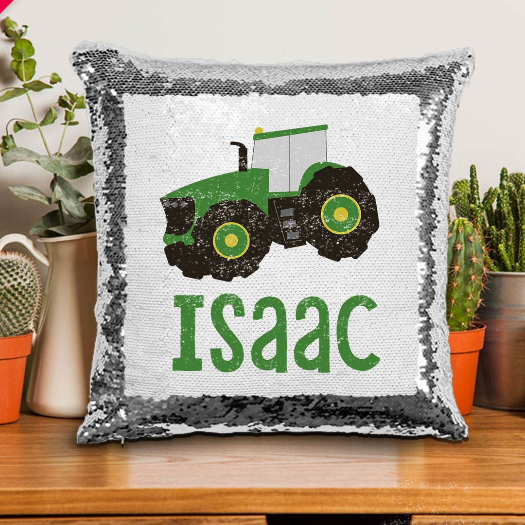 Tractor Sequin Pillow, Personalized Tractor Mermaid Sequins Pillow ...