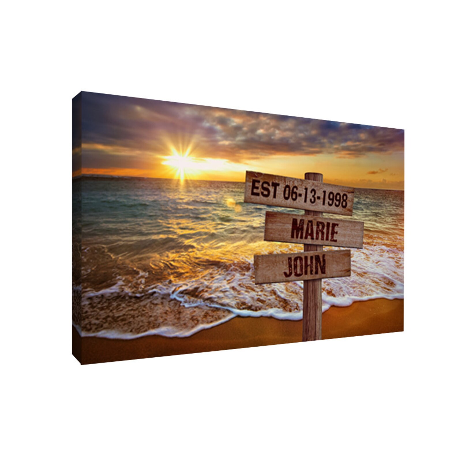 Sunset Beach Personalized Canvas Perfect for Valentines | Etsy