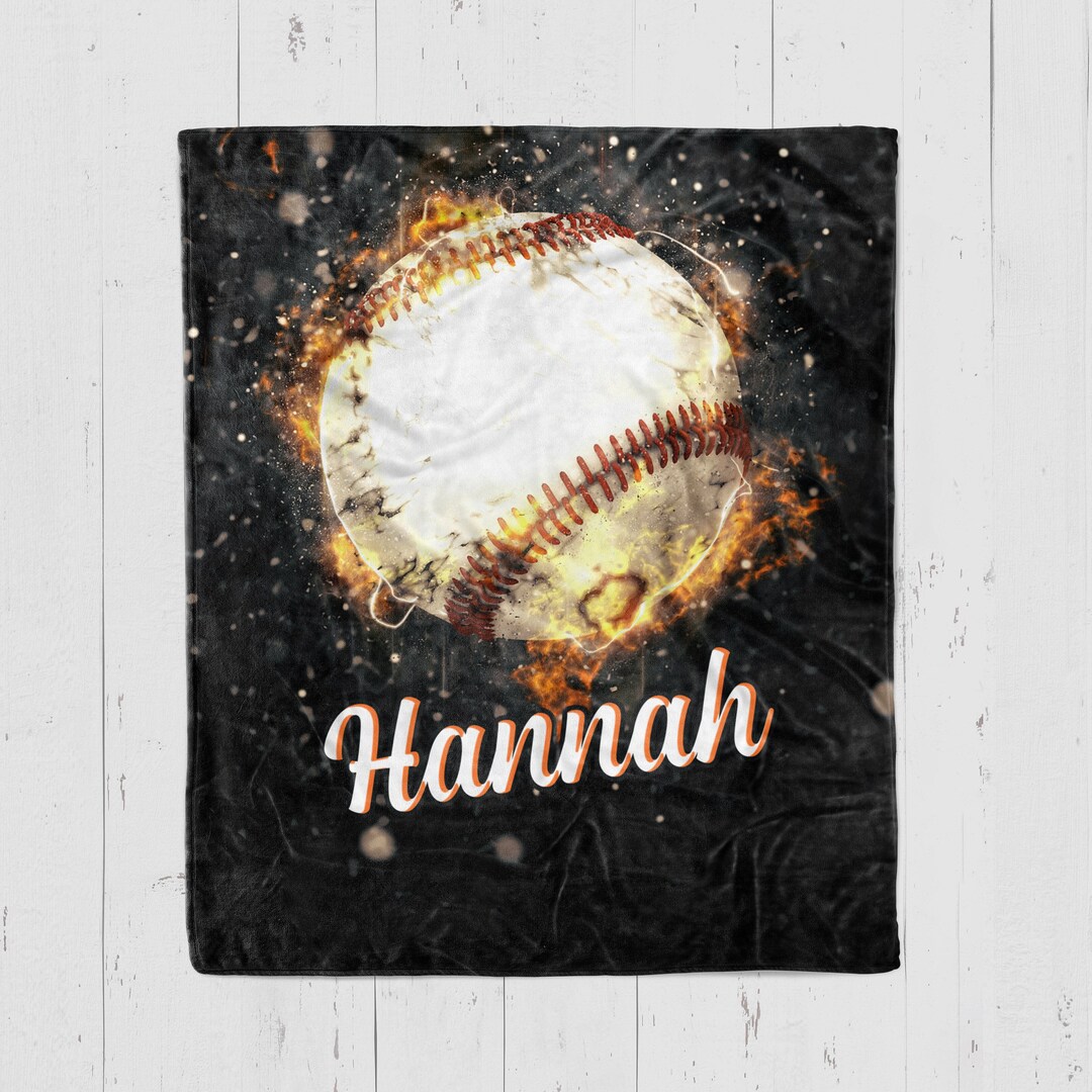 Baseball Fire Personalized Blanket, Personalized Baseball Gift, Premium ...