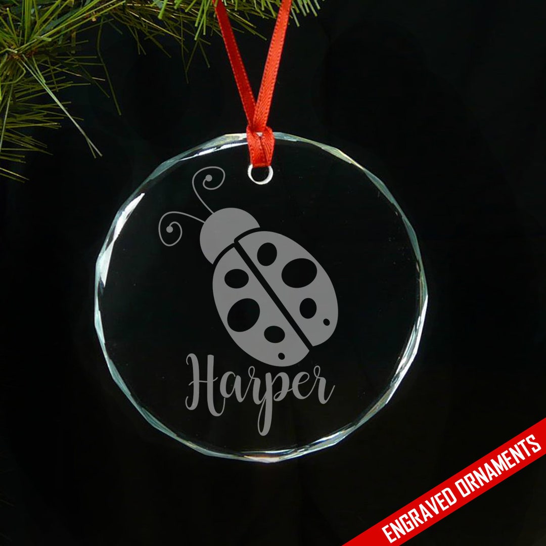 Ladybug Personalized Laser Engraved Glass Ornament - Etsy
