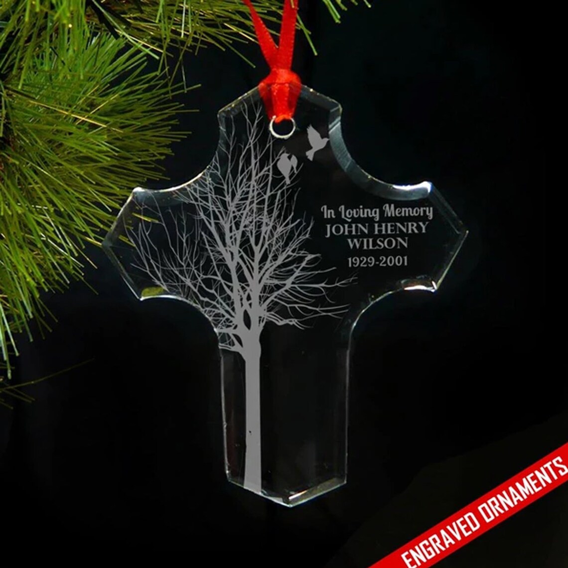 In Loving Memory Personalized Laser Engraved Glass Ornament - Etsy