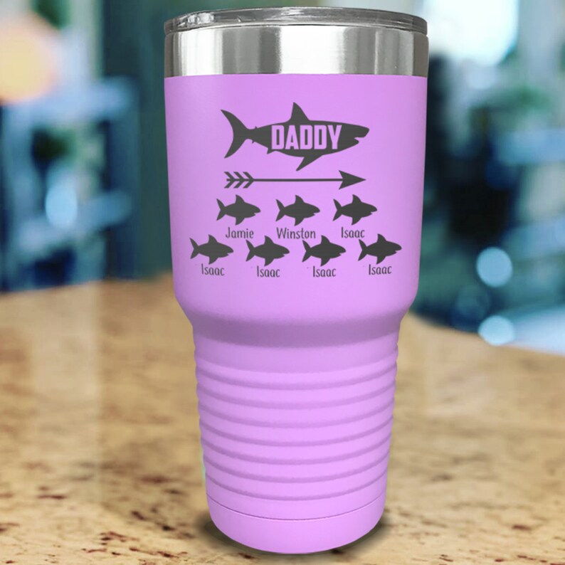 Custom Daddy Shark With Child's Name Engraved Personalized Tumbler ...