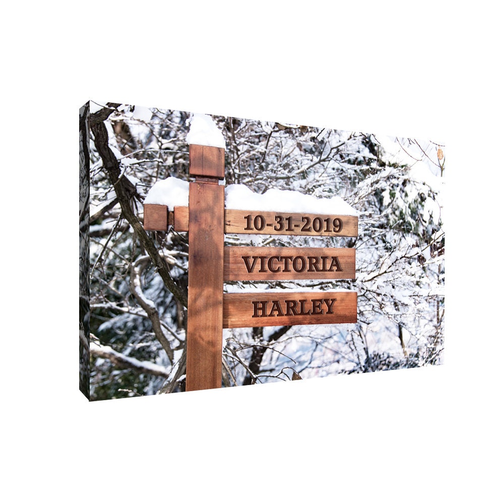 Snowy Sign Personalized Canvas Perfect for Valentines - Etsy