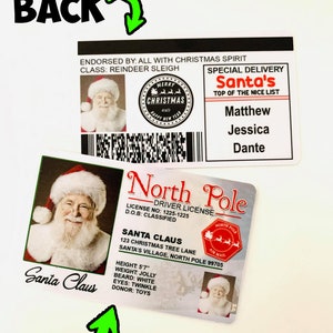Santa Driver's License Personalized Back With Your Kid Names, Fun ...