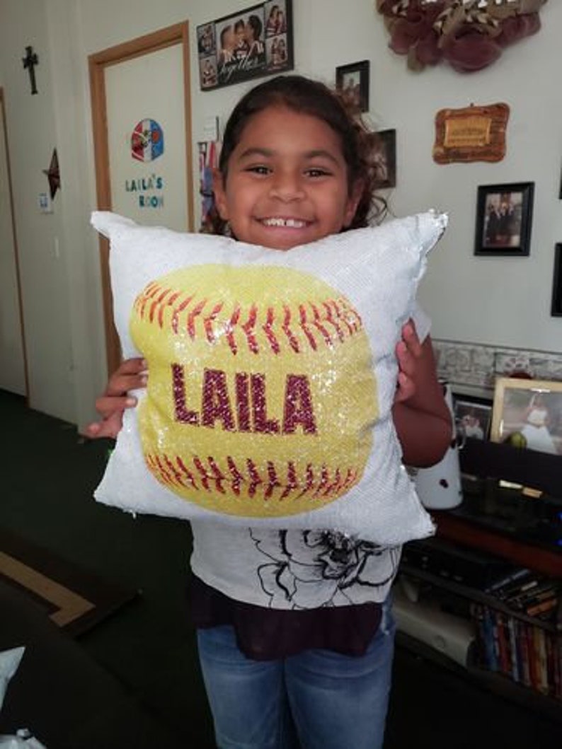 Softball Magical Sequin Pillow Personalized Softball Mermaid | Etsy