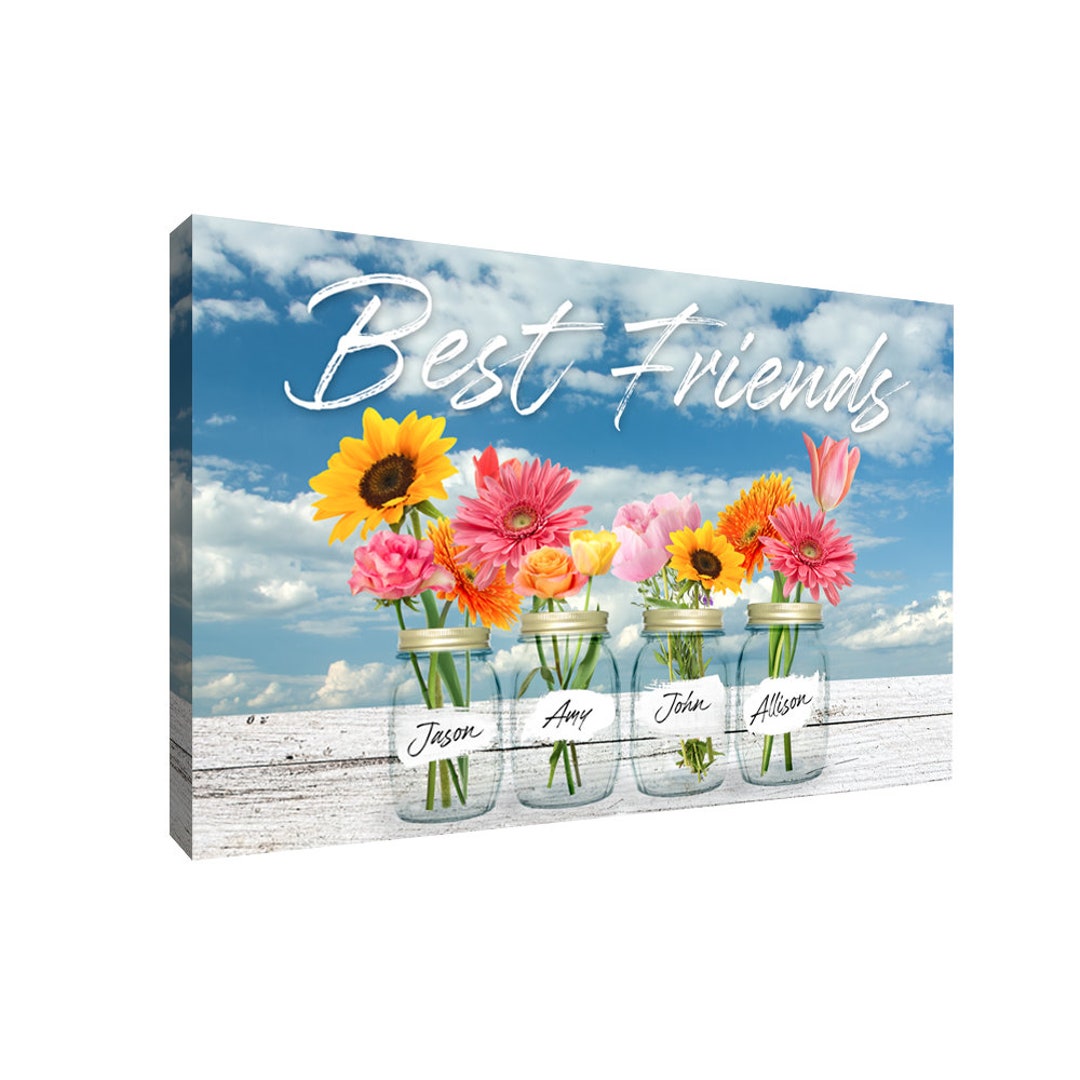Best Friends Mason Jar Personalized Canvas, Perfect for Best Friends or ...