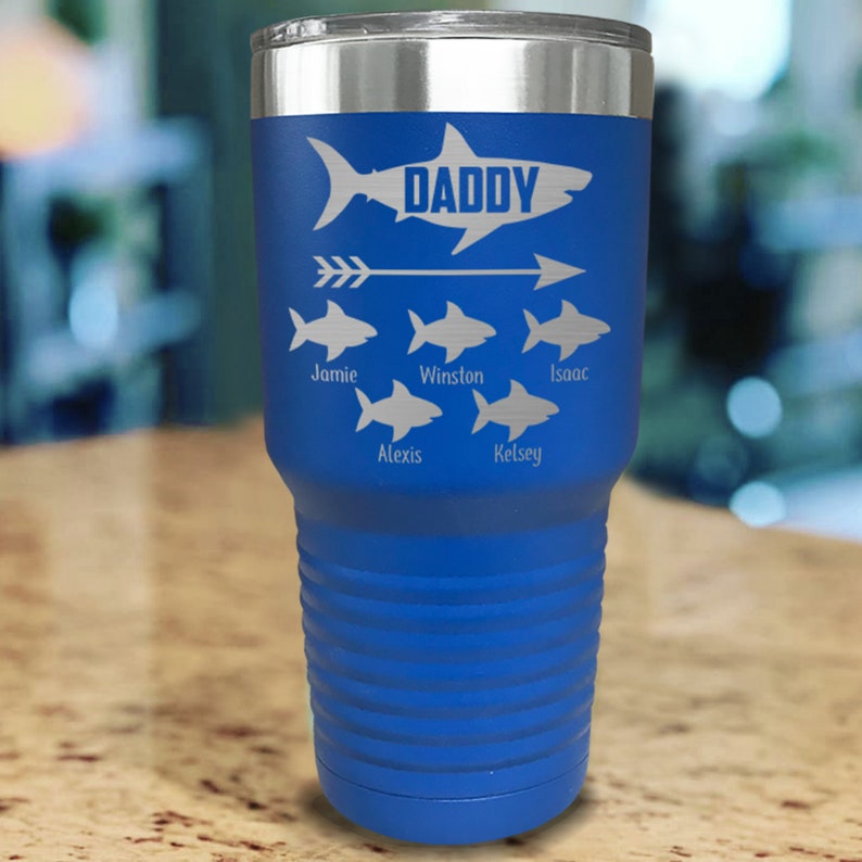 Custom Daddy Shark With Child's Name Engraved Personalized Tumbler ...