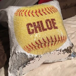 Softball Magical Sequin Pillow, Personalized Softball Mermaid Sequins ...