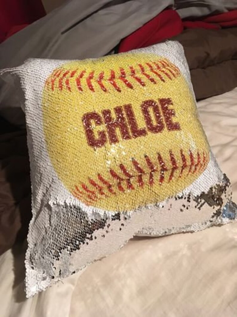 Softball Magical Sequin Pillow Personalized Softball Mermaid | Etsy