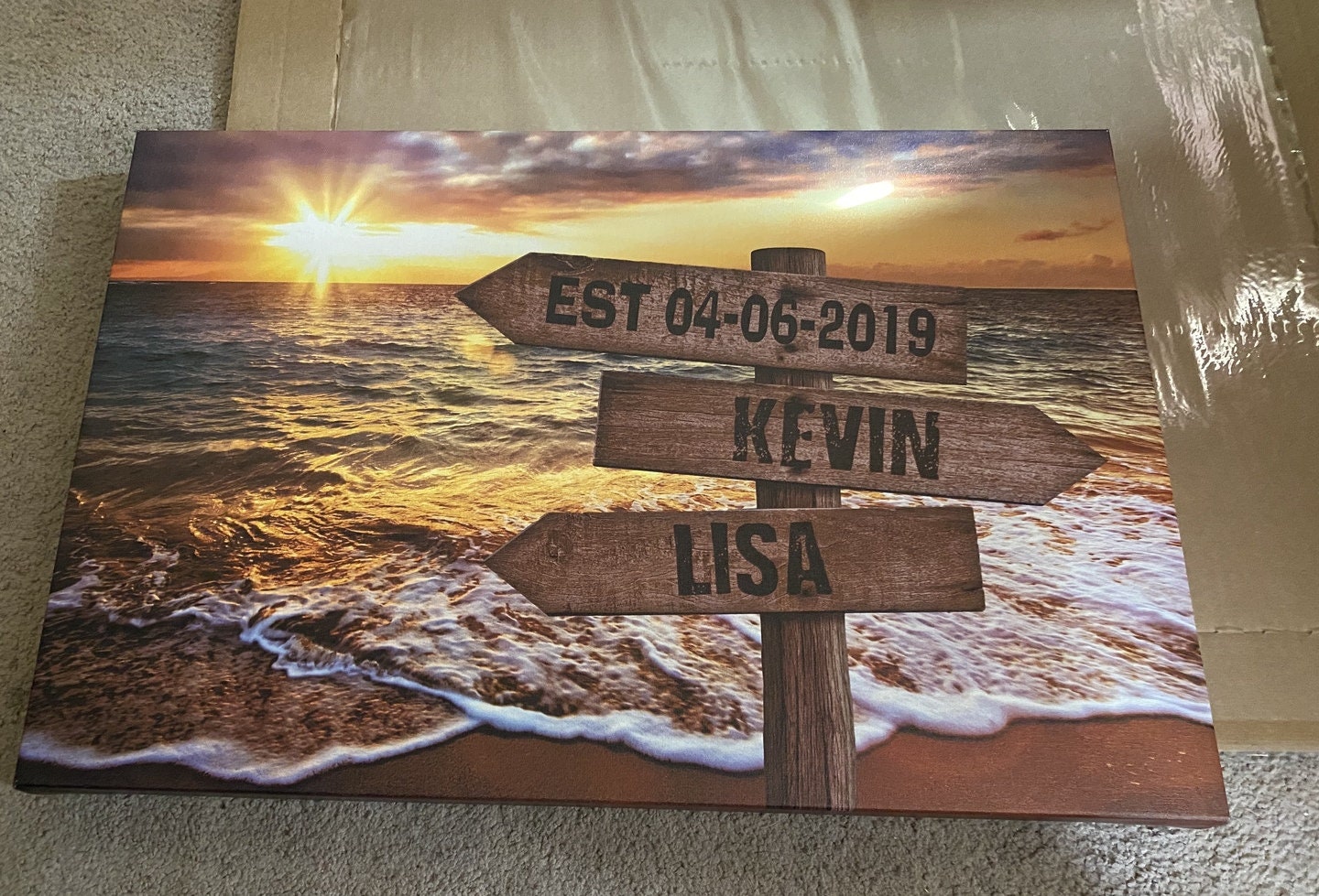 Sunset Beach Personalized Canvas Perfect For Valentines | Etsy
