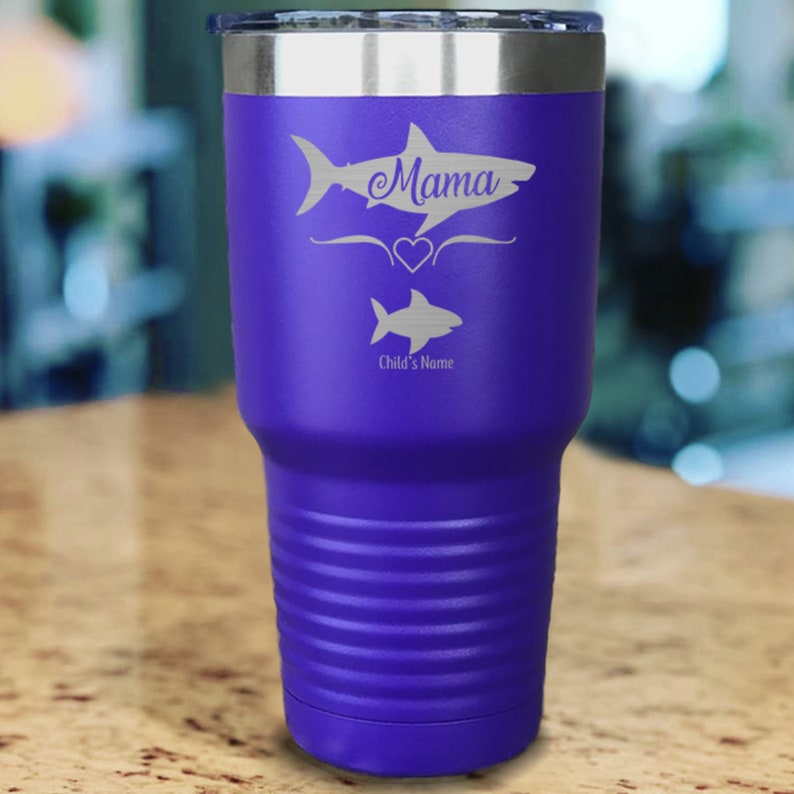Custom Mama Shark Engraved Personalized Tumbler, Perfect Gift for Moms ...