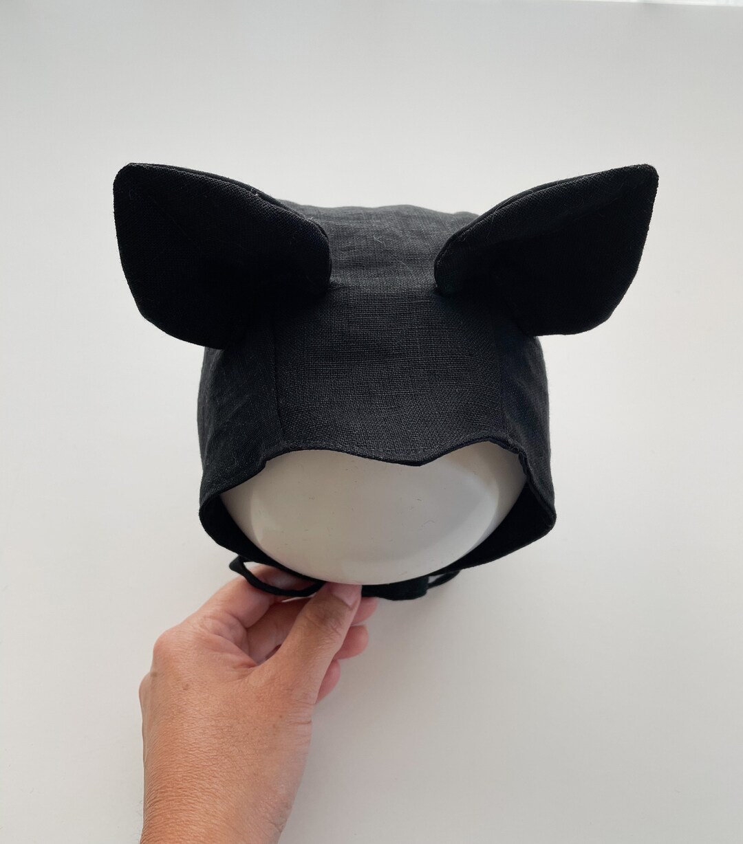 Bat Bonnet, Baby Bat Bonnet, Black Baby Bonnet, Handmade Baby Bonnet ...