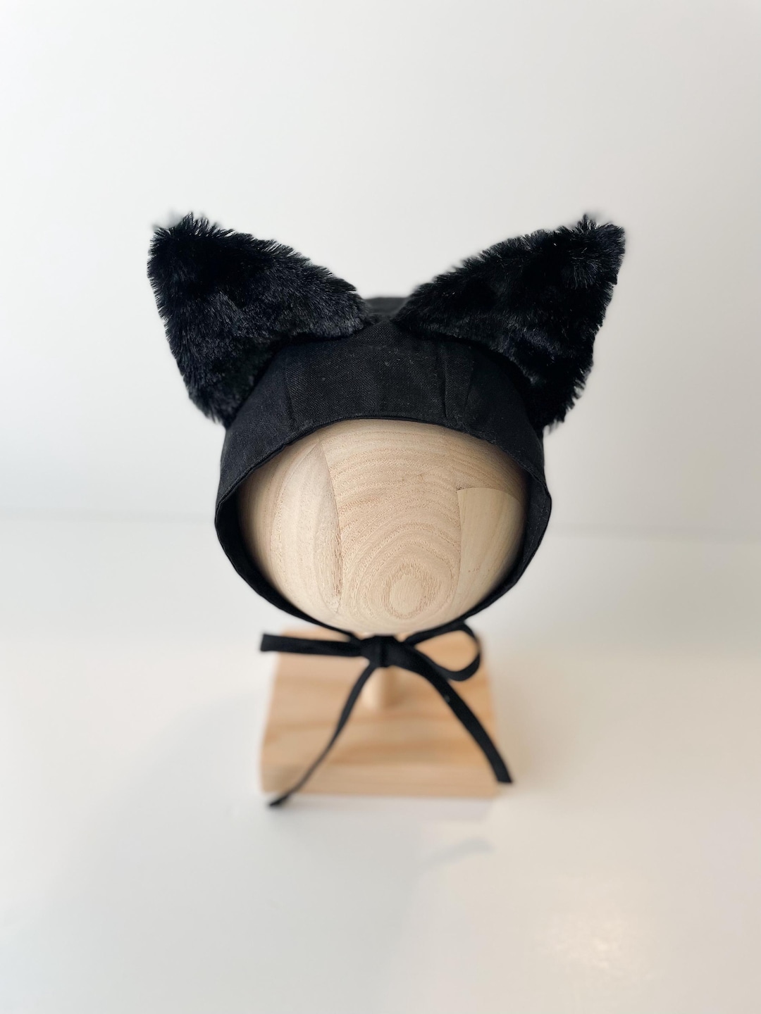 Handmade Black Linen Cat Bonnet: Tuxedo Baby Bonnet - Etsy