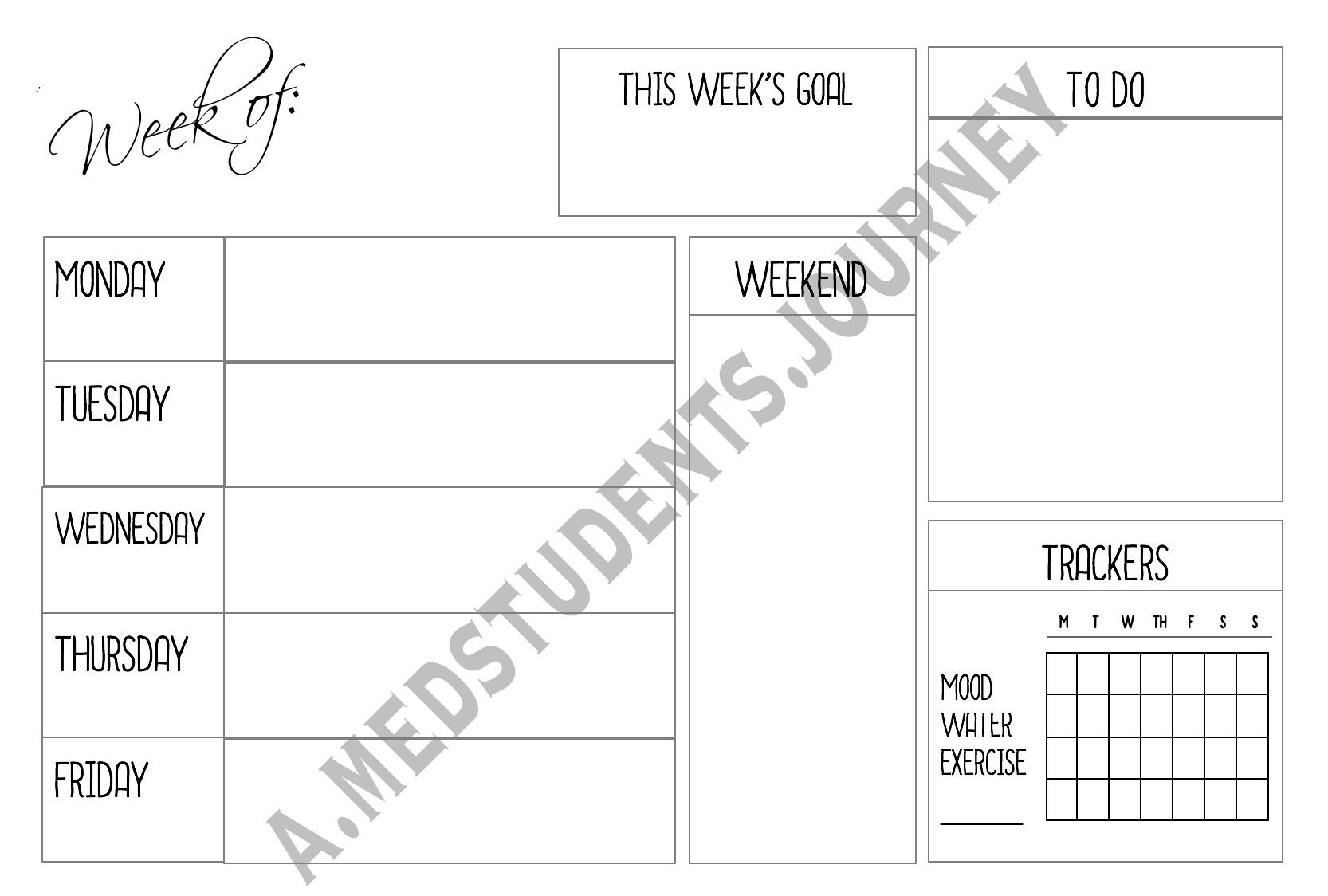 Minimalist Undated Weekly Planner Downloadable or Printable - Etsy