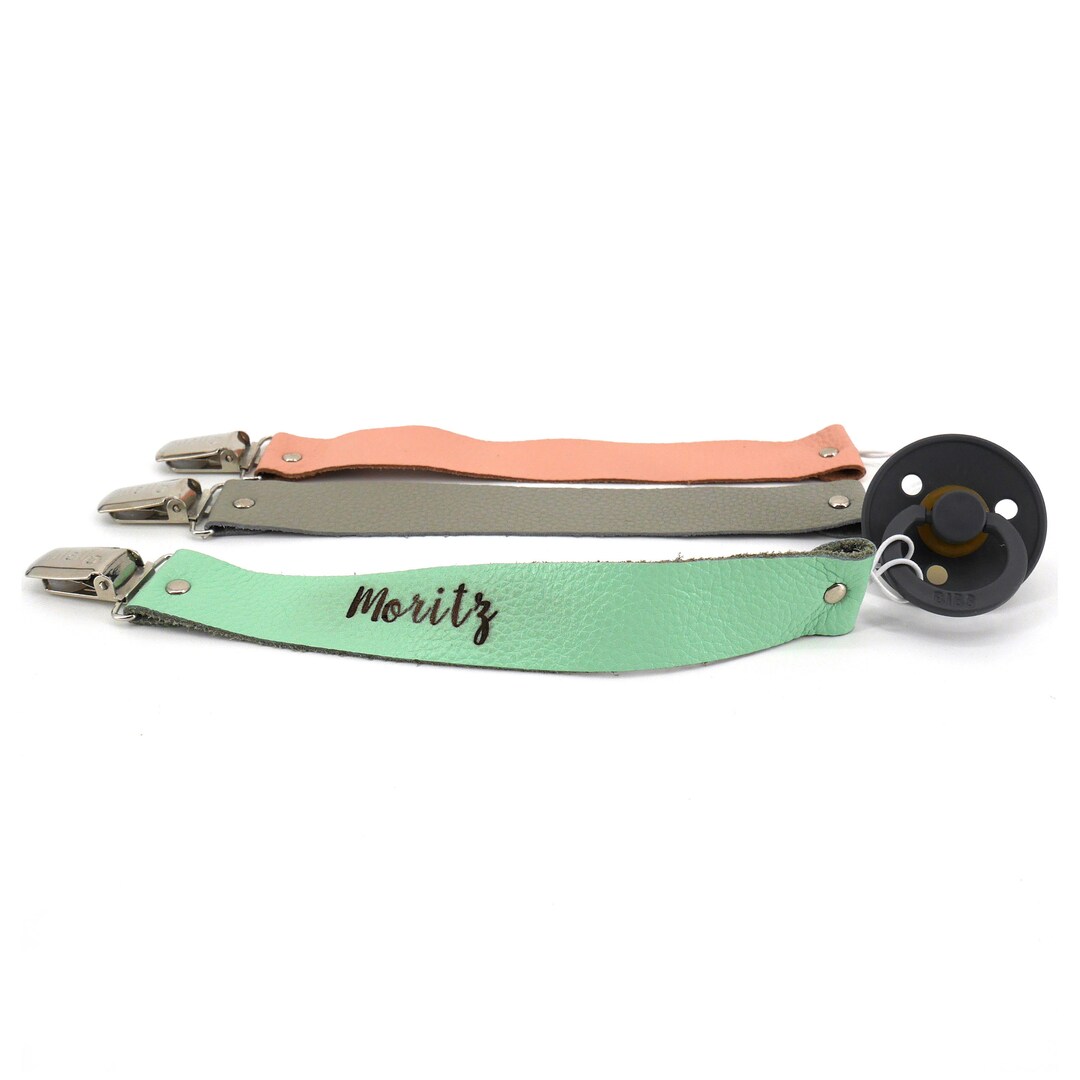 Pacifier Strap Leather With Personalization I Pacifier Holder I Clip I ...