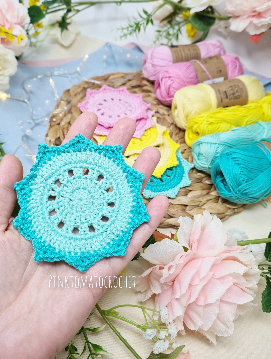 Sunshine Coasters | CROCHET PATTERN - Etsy