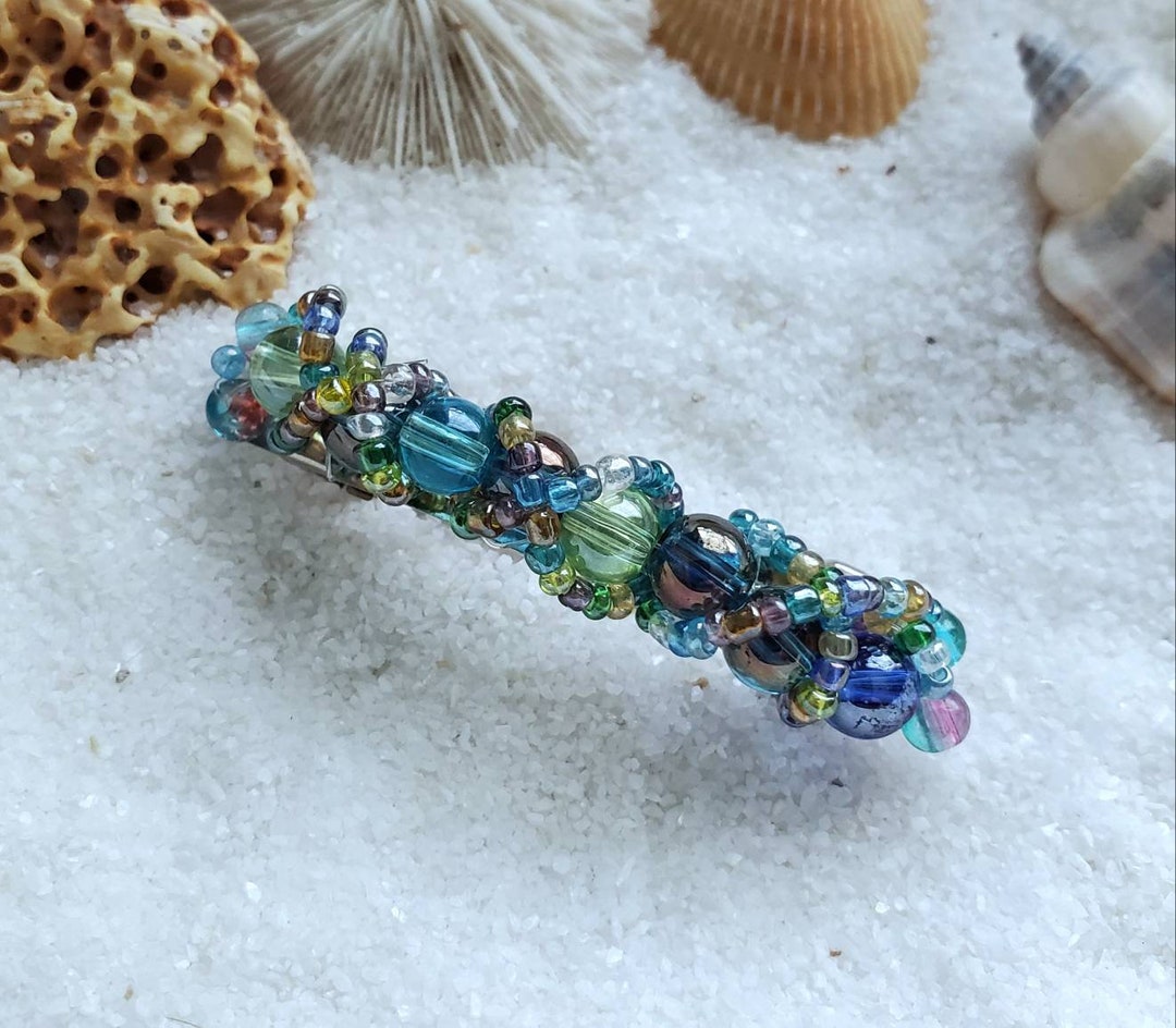 Mermaid Glass Barrette Aura Quartz Barrette Rainbow Quartz Jewelry ...