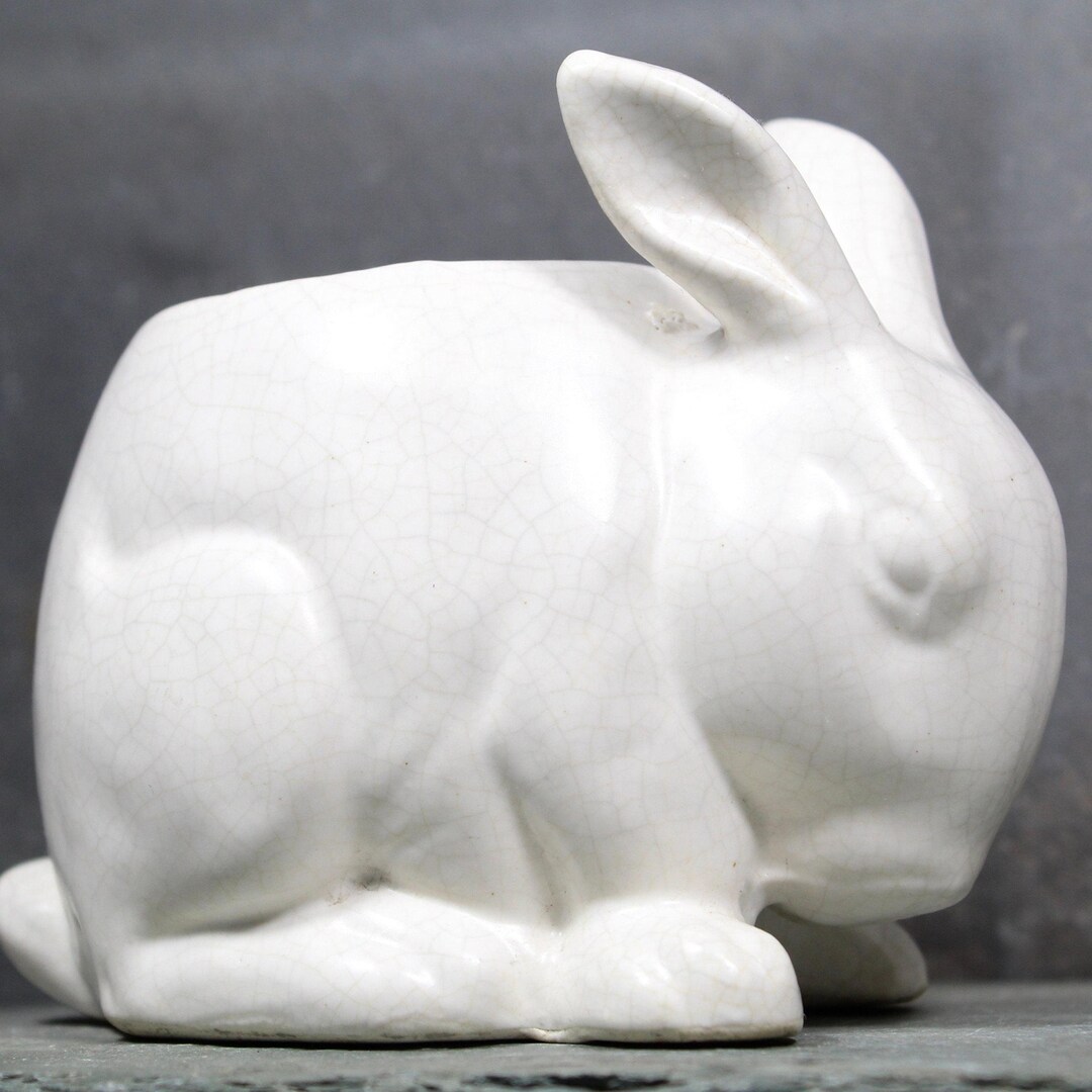 Vintage Bunny Ceramic Planter | Crackle Effect/crazing Bunny Small ...
