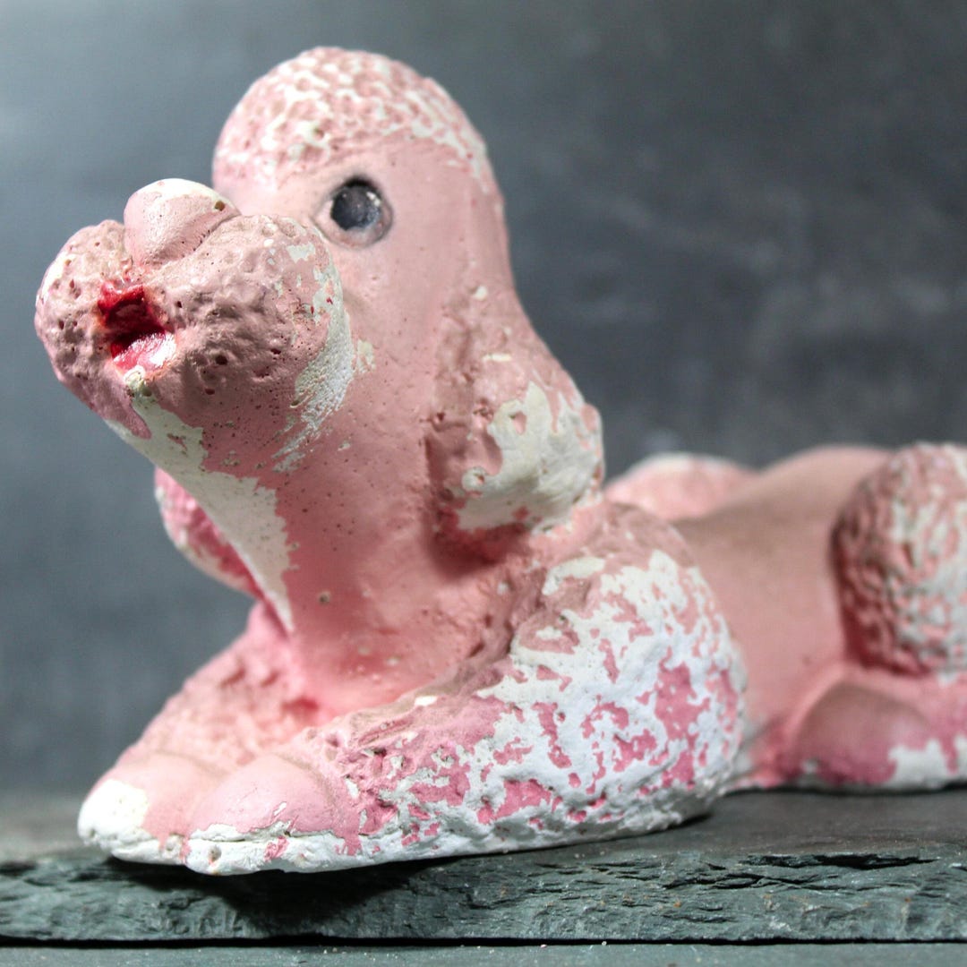 Carnival Chalkware Pink Poodle - Carnival Chalkware Dog - Vintage Clay ...