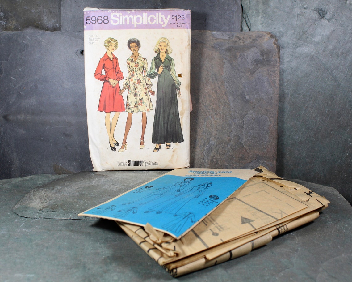 1973 Simplicity #5968 Dress Pattern | Complete, Partially, Pattern in ...